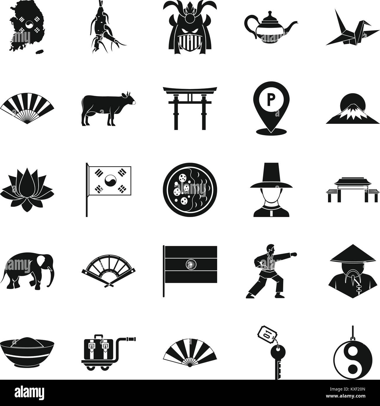 Asian things icons set, simple style Stock Vector Image & Art - Alamy
