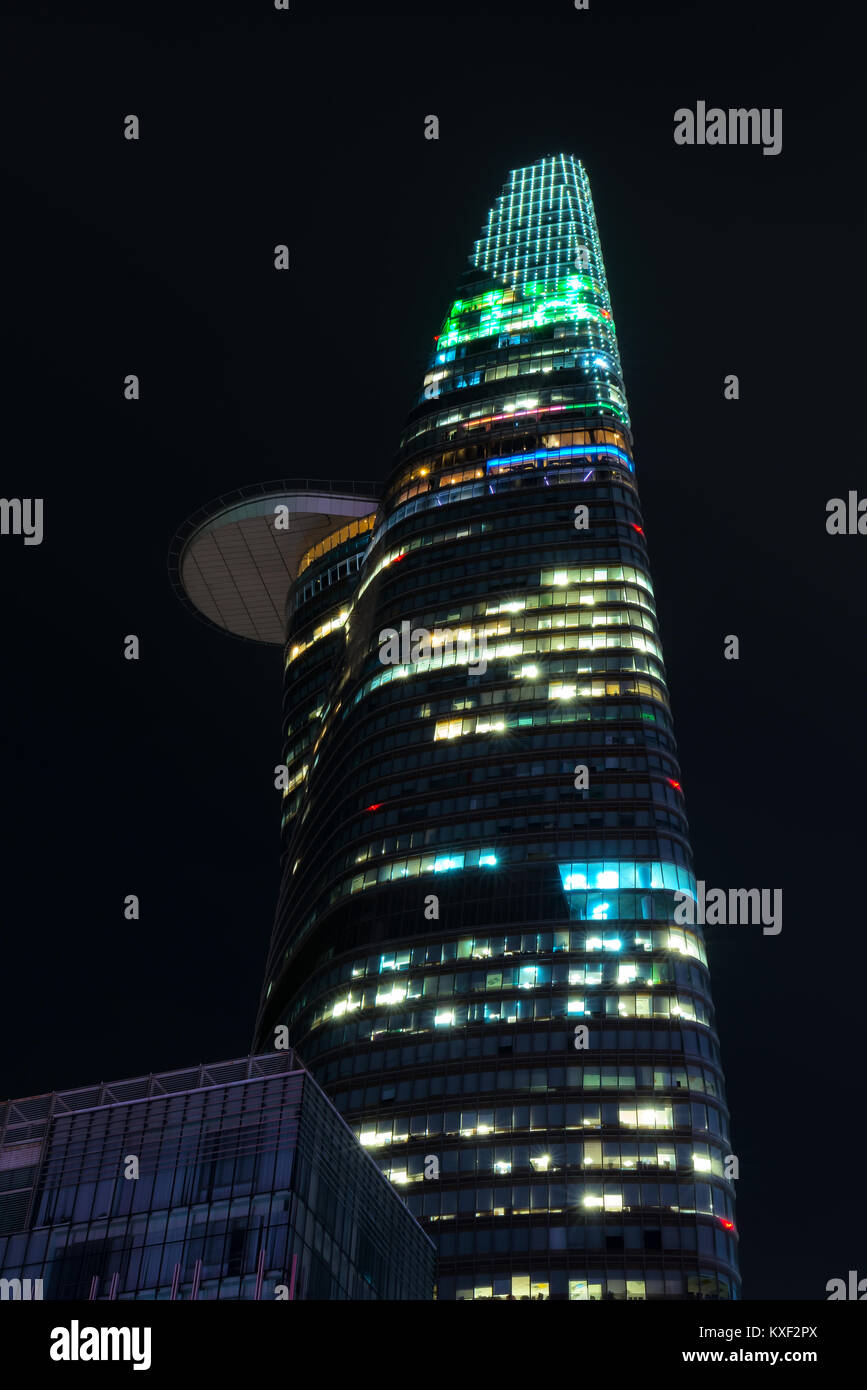 Architecture Bitexco tower at night with 68 storey 262.5 m Skyscraper ...
