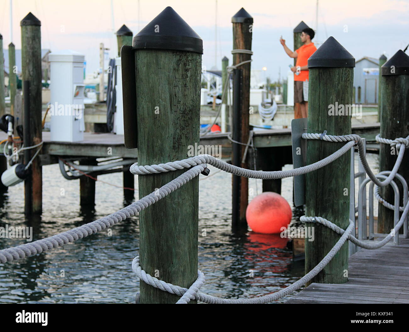 KEY WEST, FLORIDA - NOVEMBER 30, 2013: A pier in Key West, Florida with ...