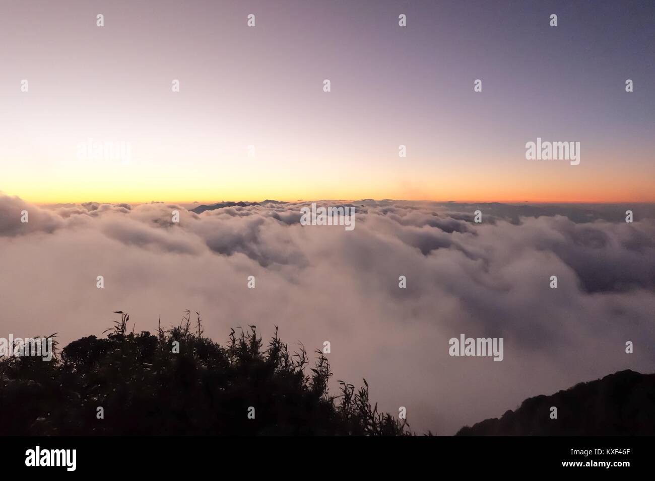 The summit beautiful landscape of Fansipan or Phan Xi Pang mountain the ...