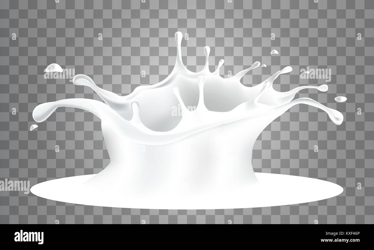 Abstract realistic milk drop with splashes isolated on blue background ...