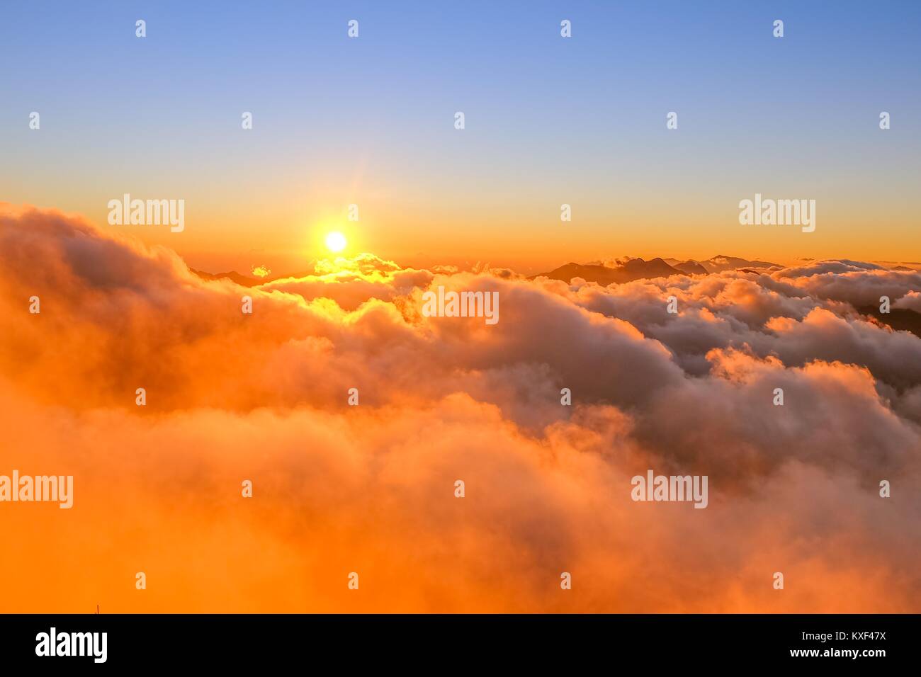 The summit beautiful landscape of Fansipan or Phan Xi Pang mountain the ...