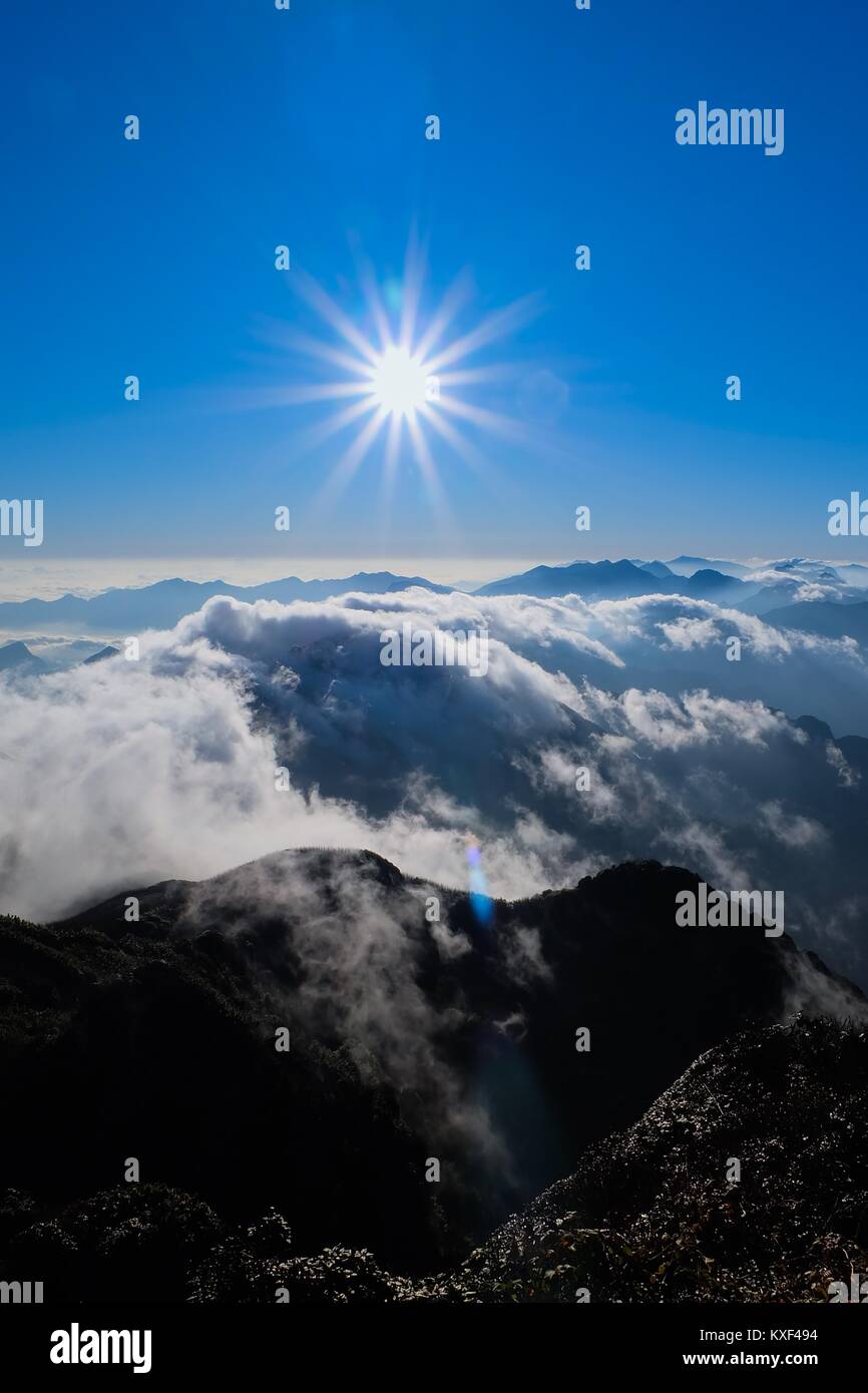 The summit beautiful landscape of Fansipan or Phan Xi Pang mountain the ...