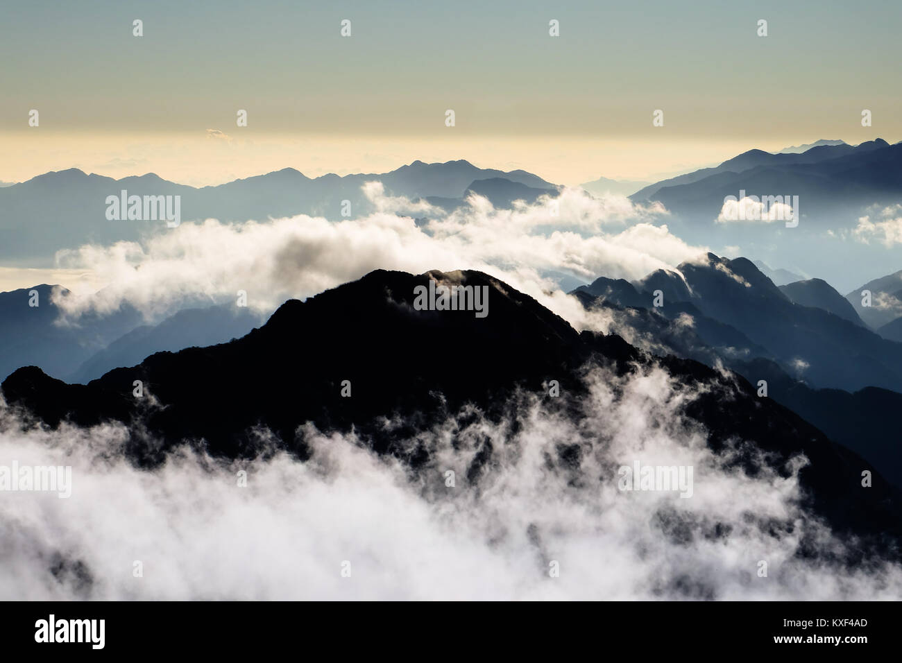 The summit beautiful landscape of Fansipan or Phan Xi Pang mountain the ...