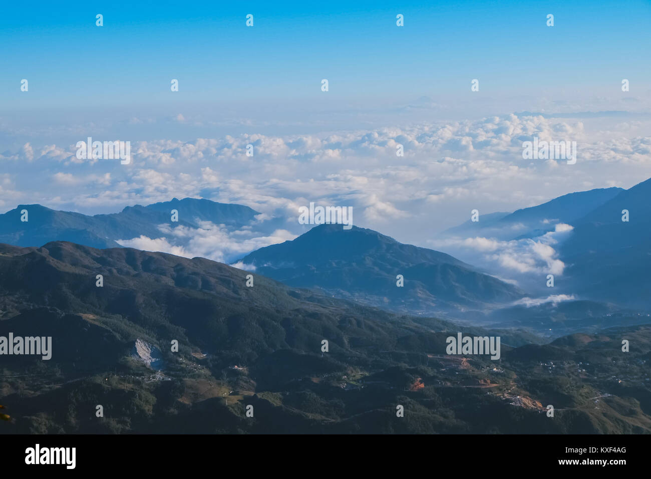 The summit beautiful landscape of Fansipan or Phan Xi Pang mountain the ...