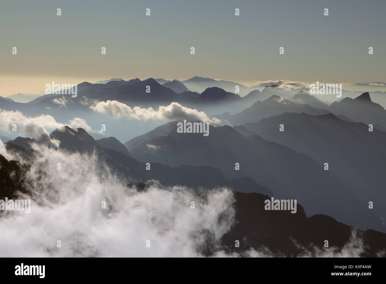 The summit beautiful landscape of Fansipan or Phan Xi Pang mountain the ...
