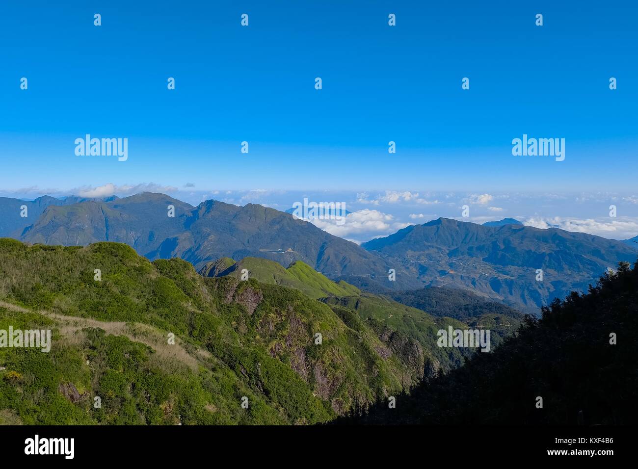 The summit beautiful landscape of Fan Si Pan or Phan Xi Pang mountain ...