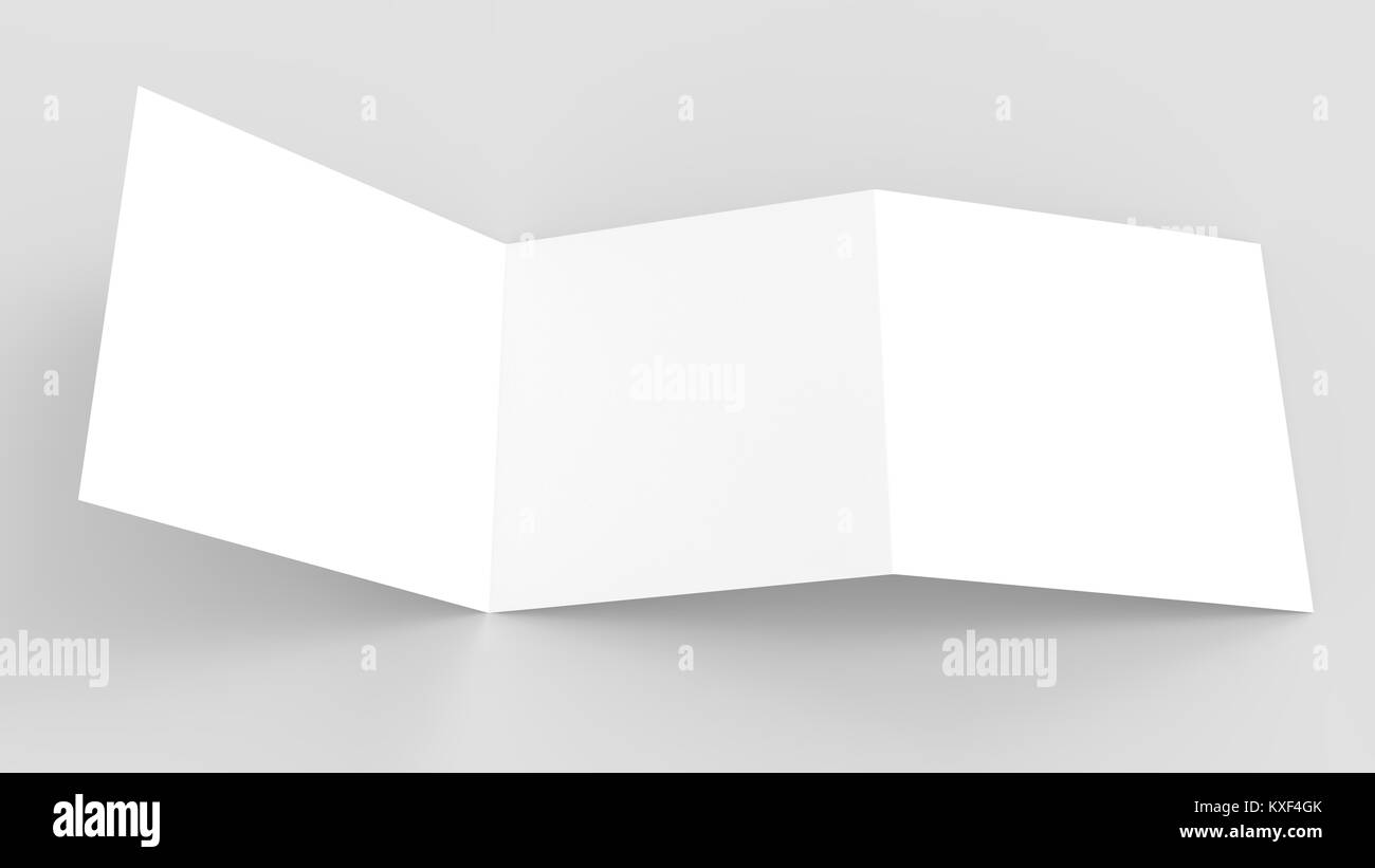 Three fold - trifold square brochure mock up isolated on soft gray ...