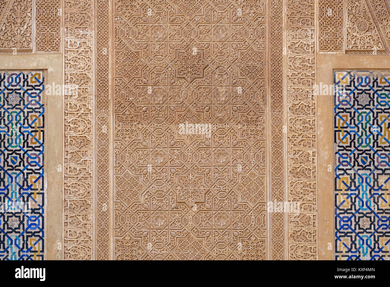 Decorated tiles with geometric shapes and colors in the Alhambra Stock ...
