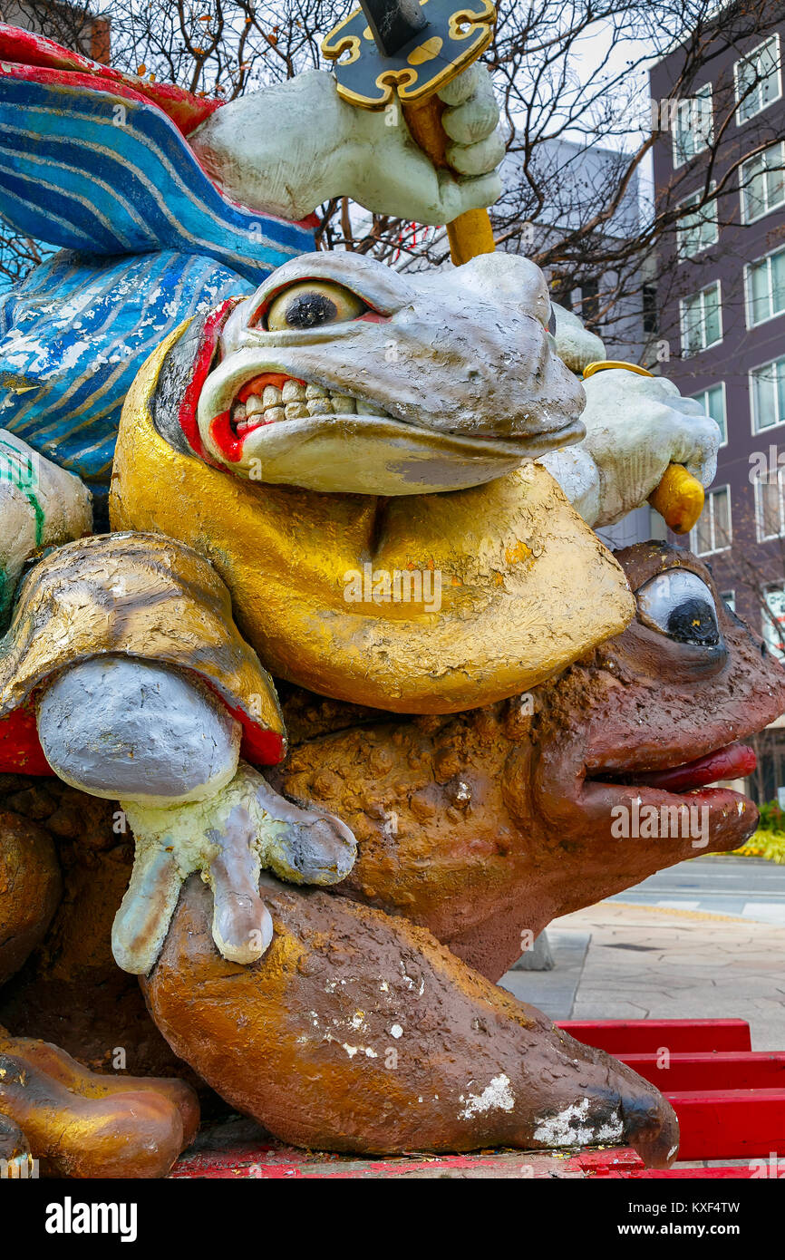 Matsumoto, Japan - November 21 2015: Samurai Frogs statue at Nawate ...