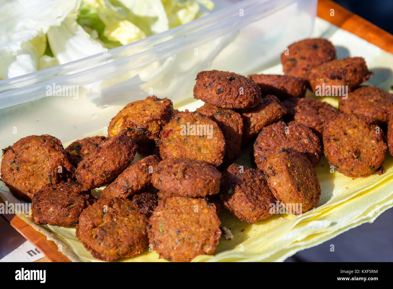 Freshly cooked falafel. Middle eastern fried chickepa balls, popular ...