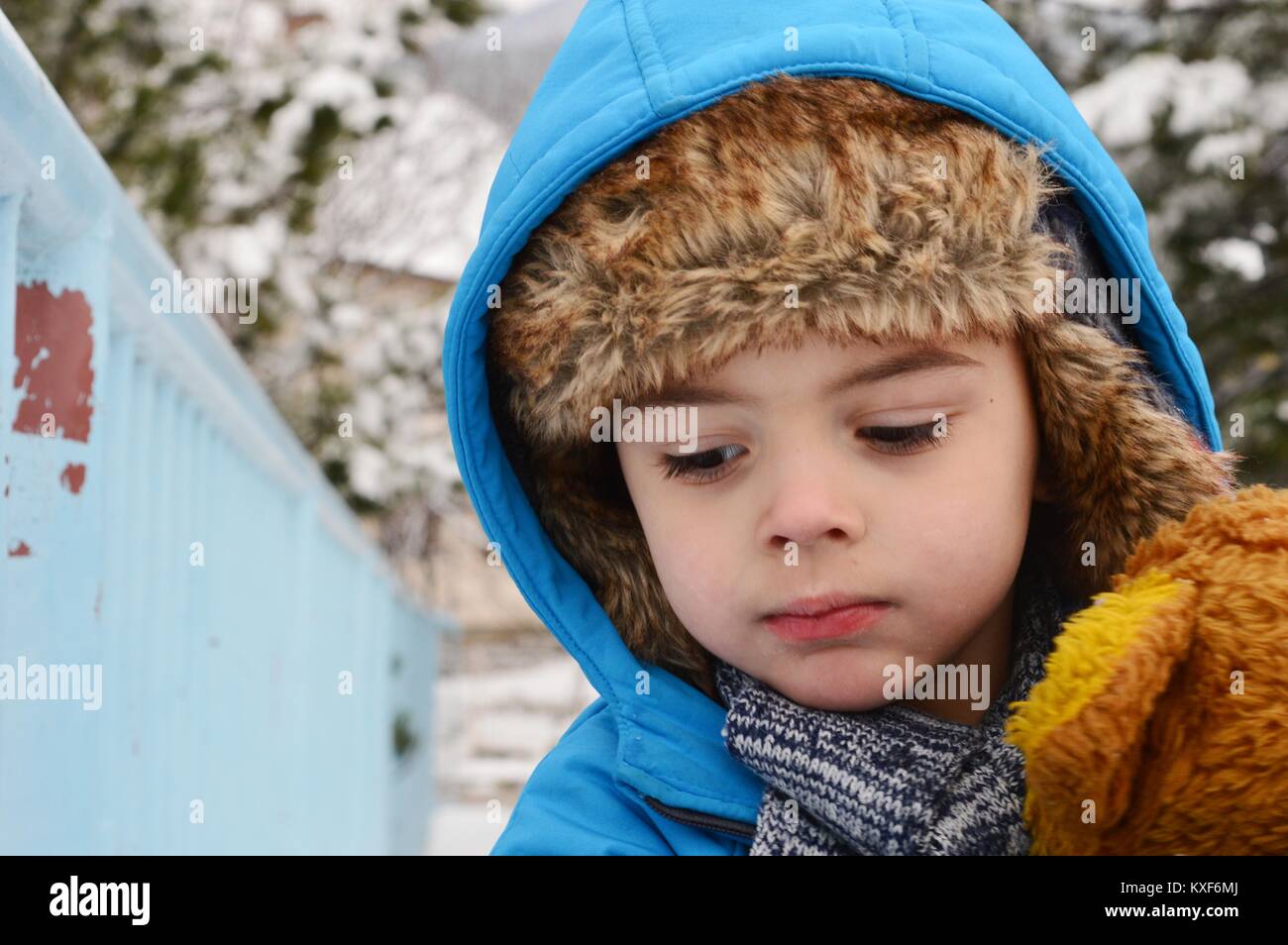 a boy with a hood Stock Photo - Alamy