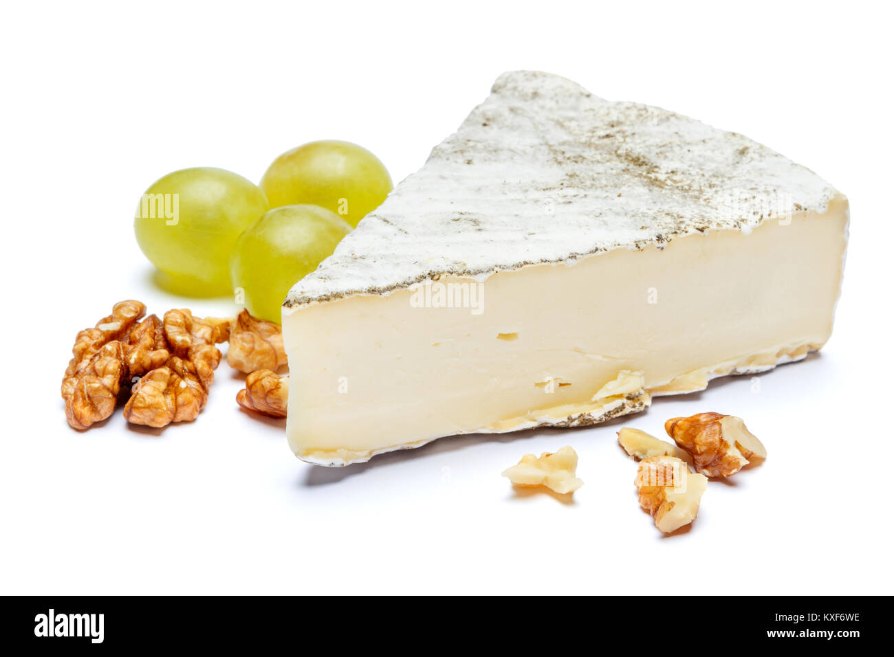 traditional french brie cheese on a white background Stock Photo - Alamy