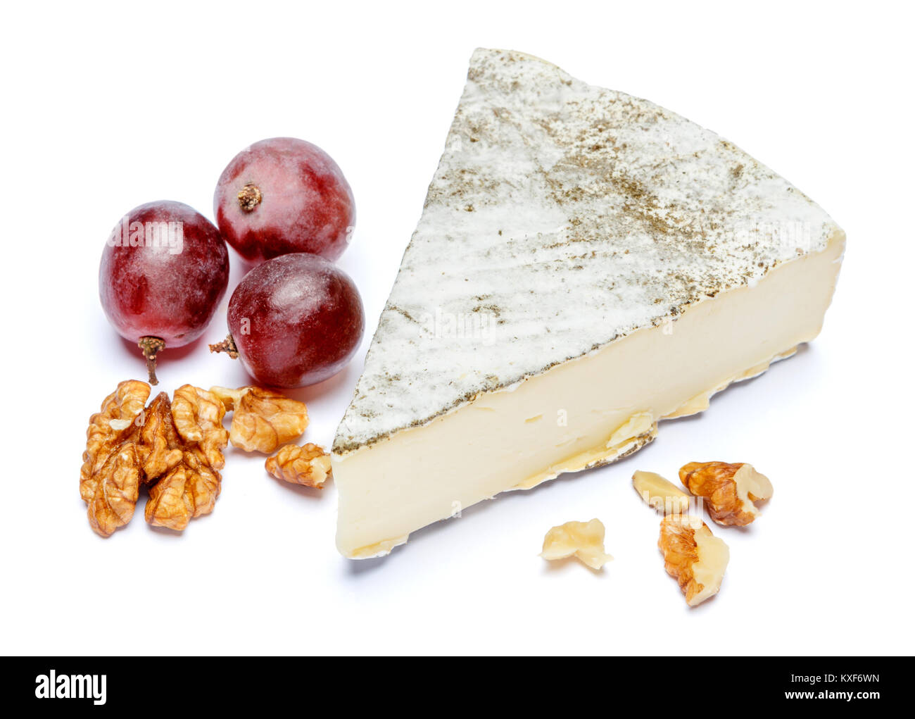 traditional french brie cheese on a white background Stock Photo - Alamy