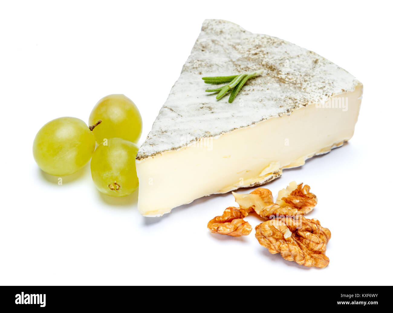 traditional french brie cheese on a white background Stock Photo - Alamy