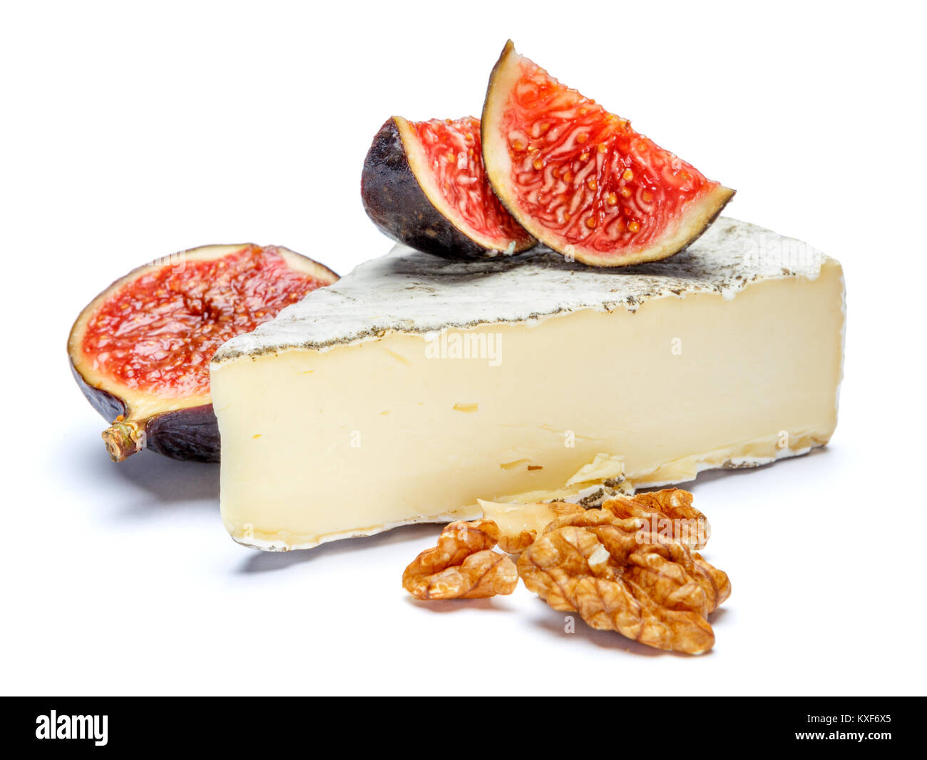 traditional french brie cheese on a white background Stock Photo - Alamy