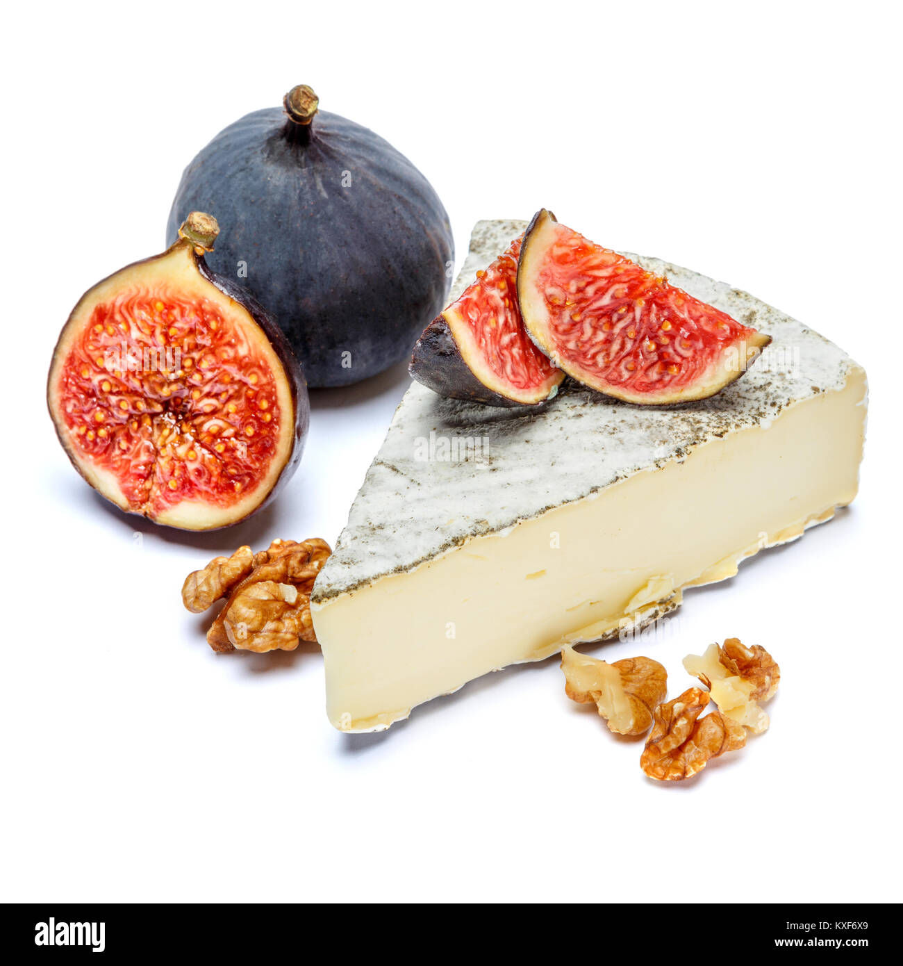 traditional french brie cheese on a white background Stock Photo - Alamy
