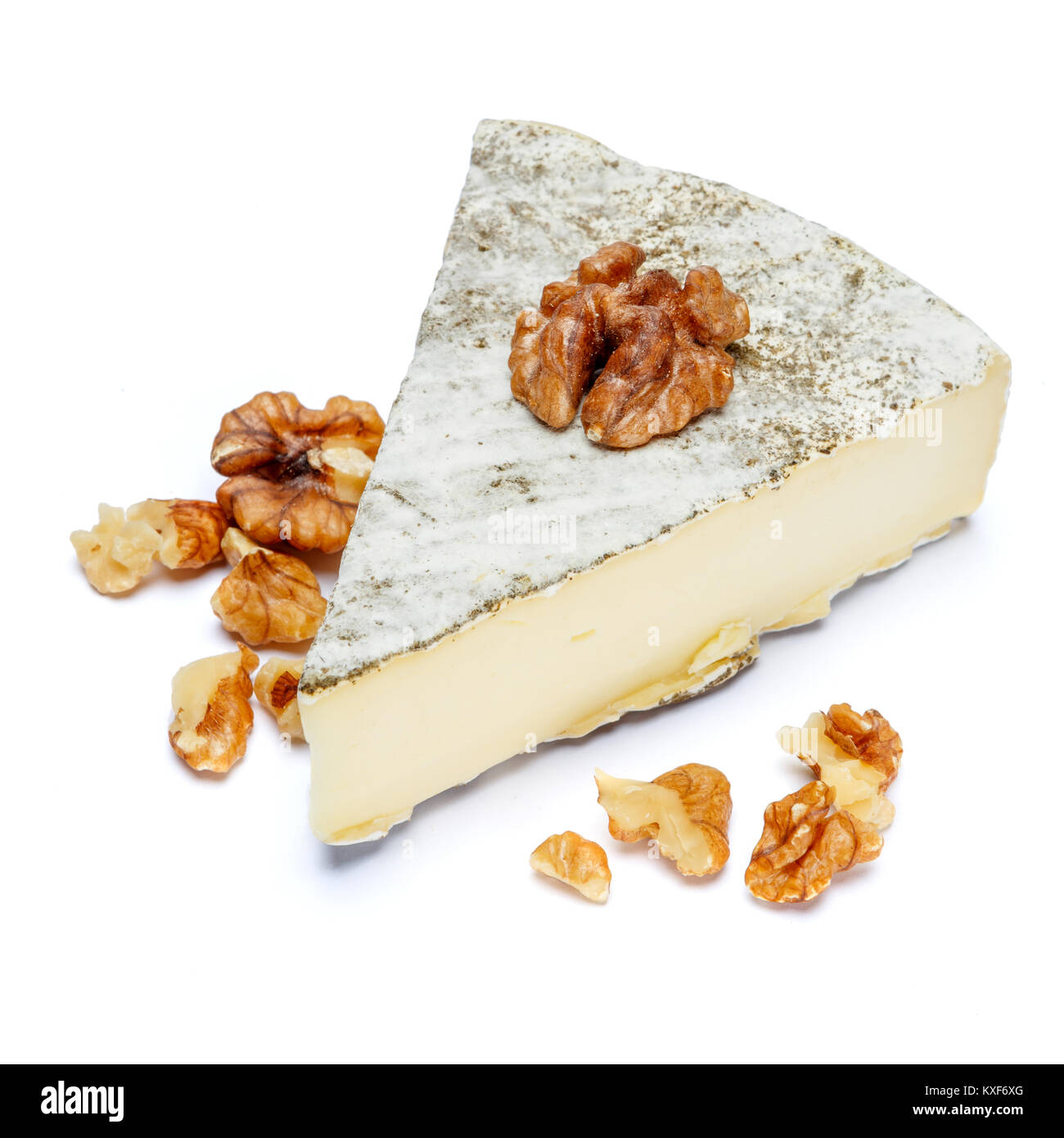 traditional french brie cheese on a white background Stock Photo - Alamy