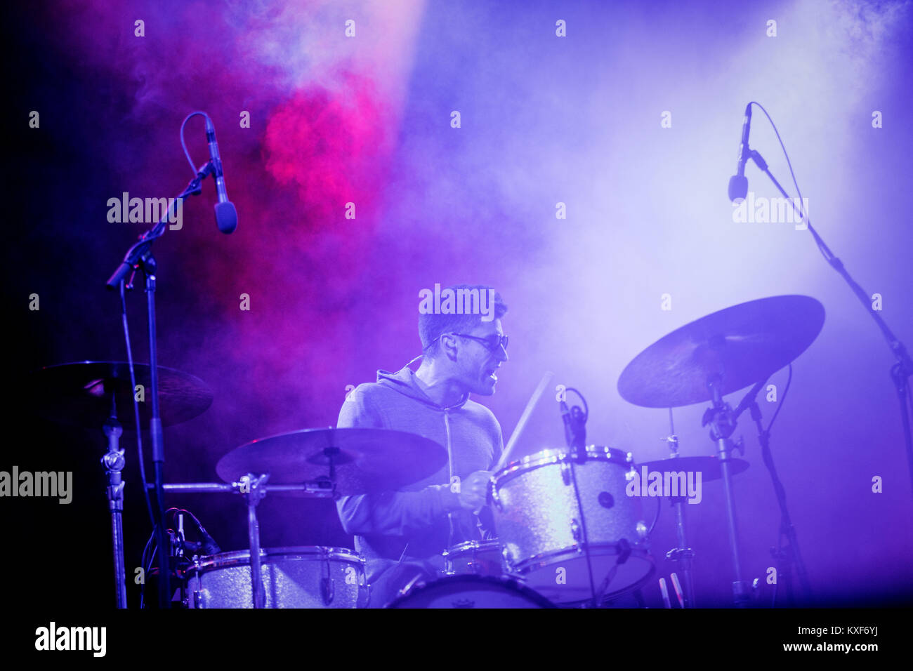 The Danish post-punk band The Minds of 99 performs a live concert at ...