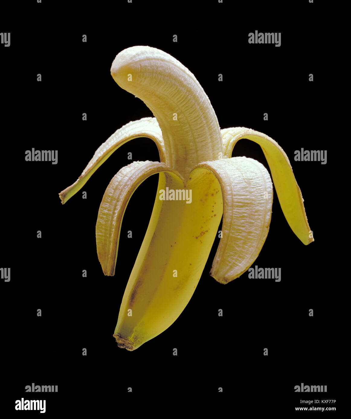 Floating Banana on black background Stock Photo - Alamy