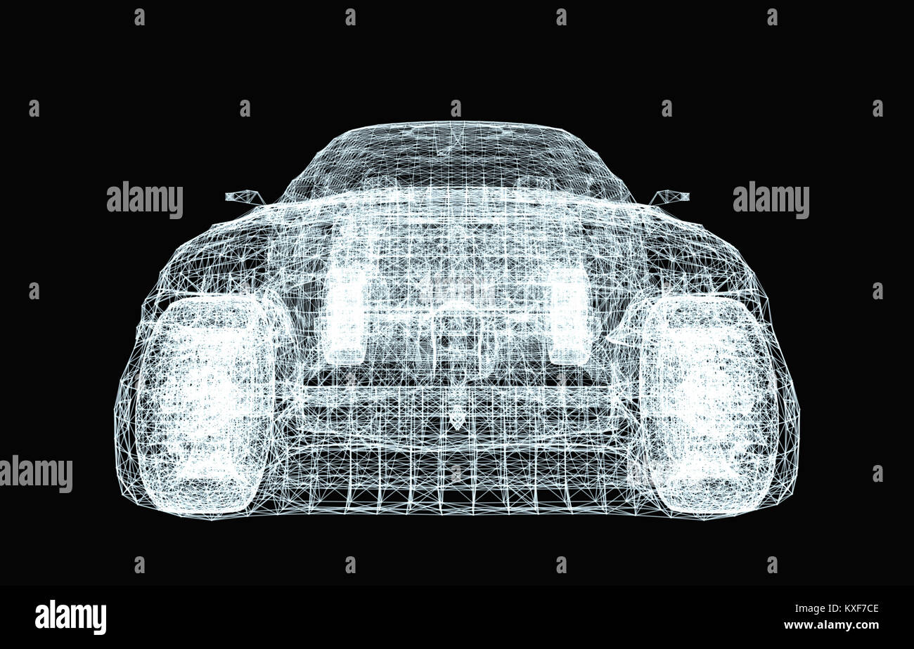 Car wireframe on black background Stock Photo - Alamy