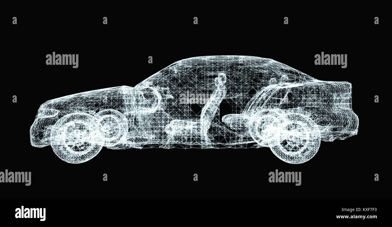 Car wireframe on black background Stock Photo - Alamy