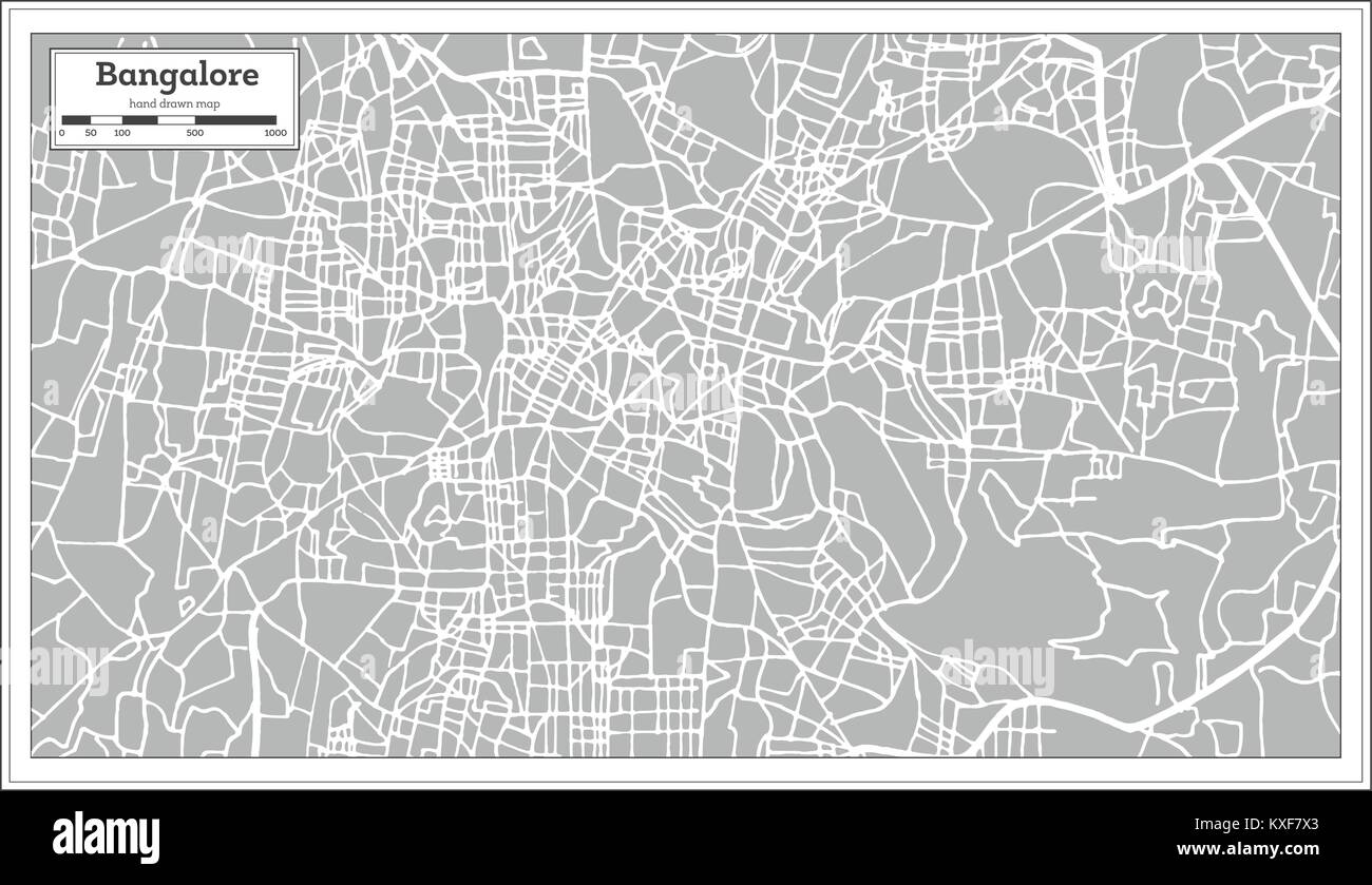 Bangalore India City Map in Retro Style. Outline Map. Vector Illustration Stock Vector Image ...