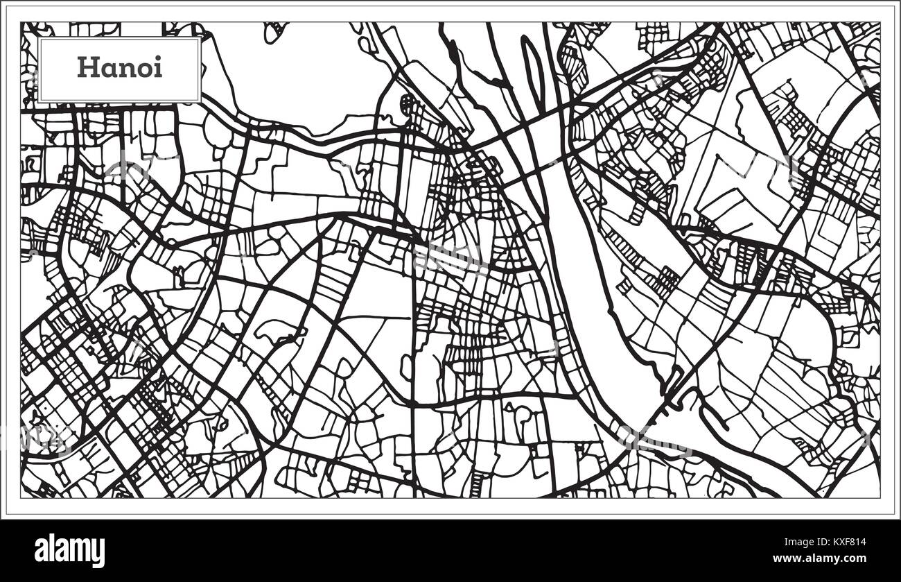 Hanoi Vietnam City Map in Black and White Color. Outline Map. Vector ...