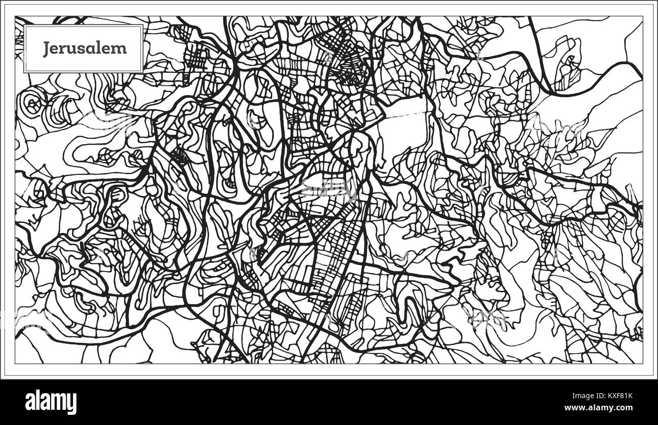 Jerusalem Israel City Map in Black and White Color. Vector Illustration ...