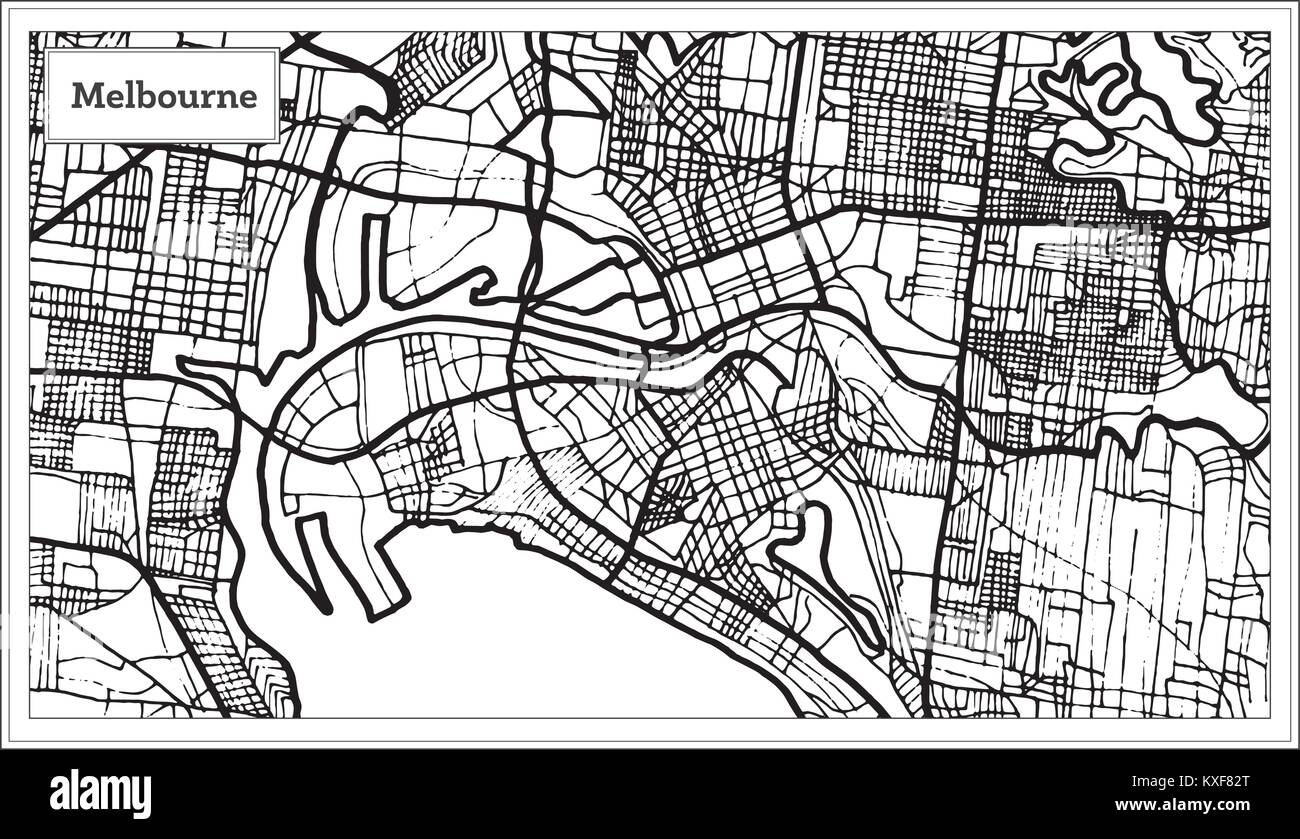 Melbourne Australia Map in Black and White Color. Vector Illustration ...