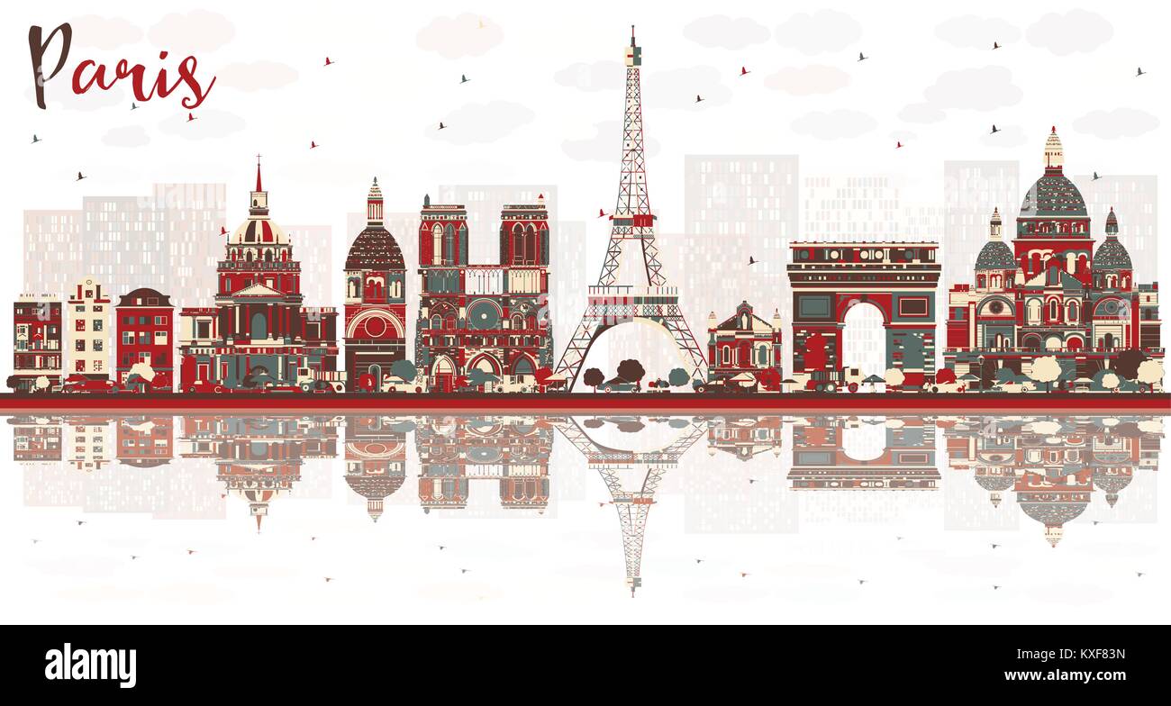 Paris France City Skyline with Color Landmarks. Vector Illustration ... Paris France City Skyline with Color Landmarks. Vector Illustration ...