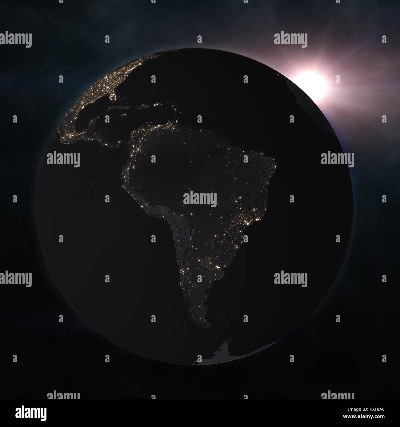 Night globe with city lights Stock Photo - Alamy