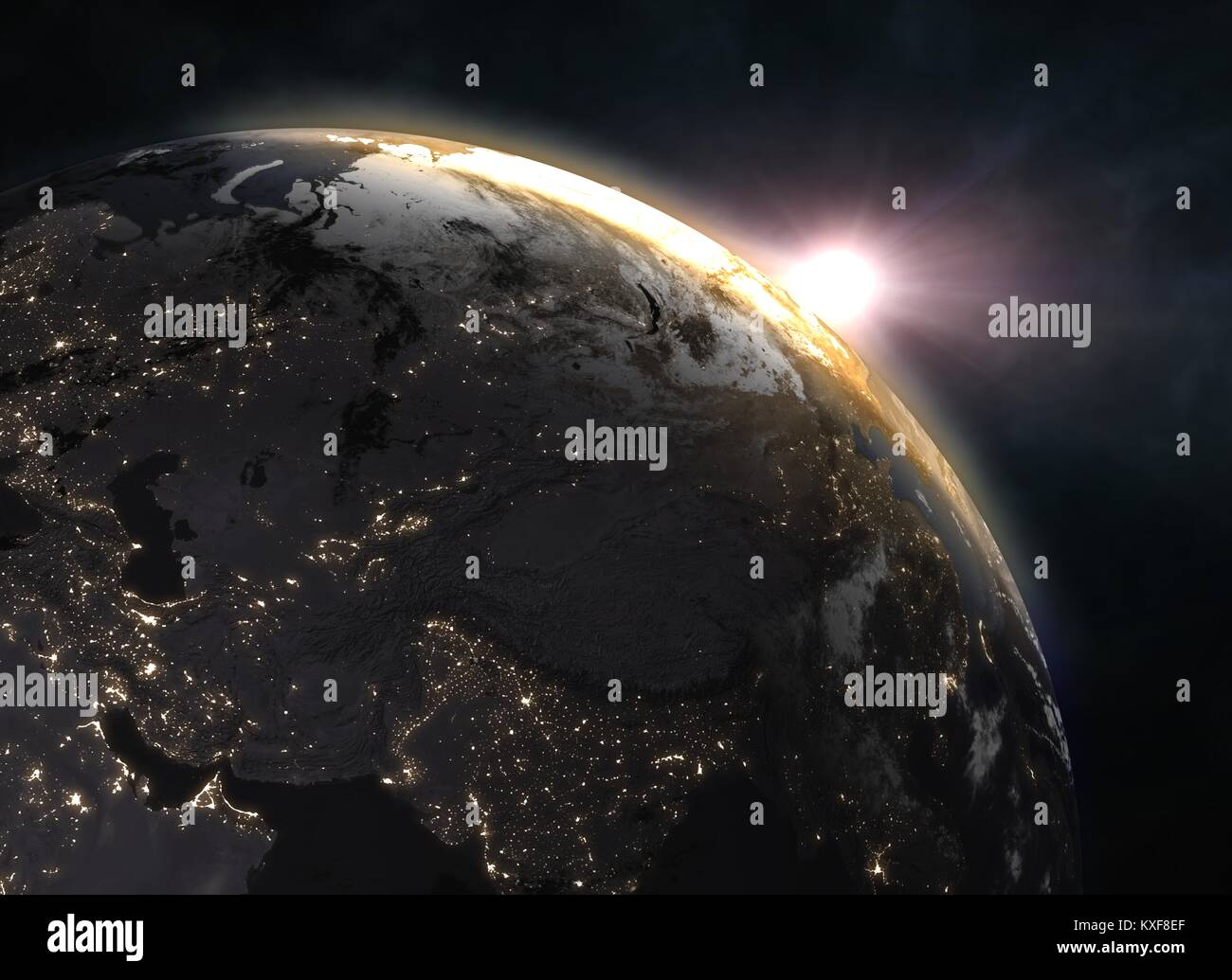 Realistic planet Earth in space Stock Photo - Alamy