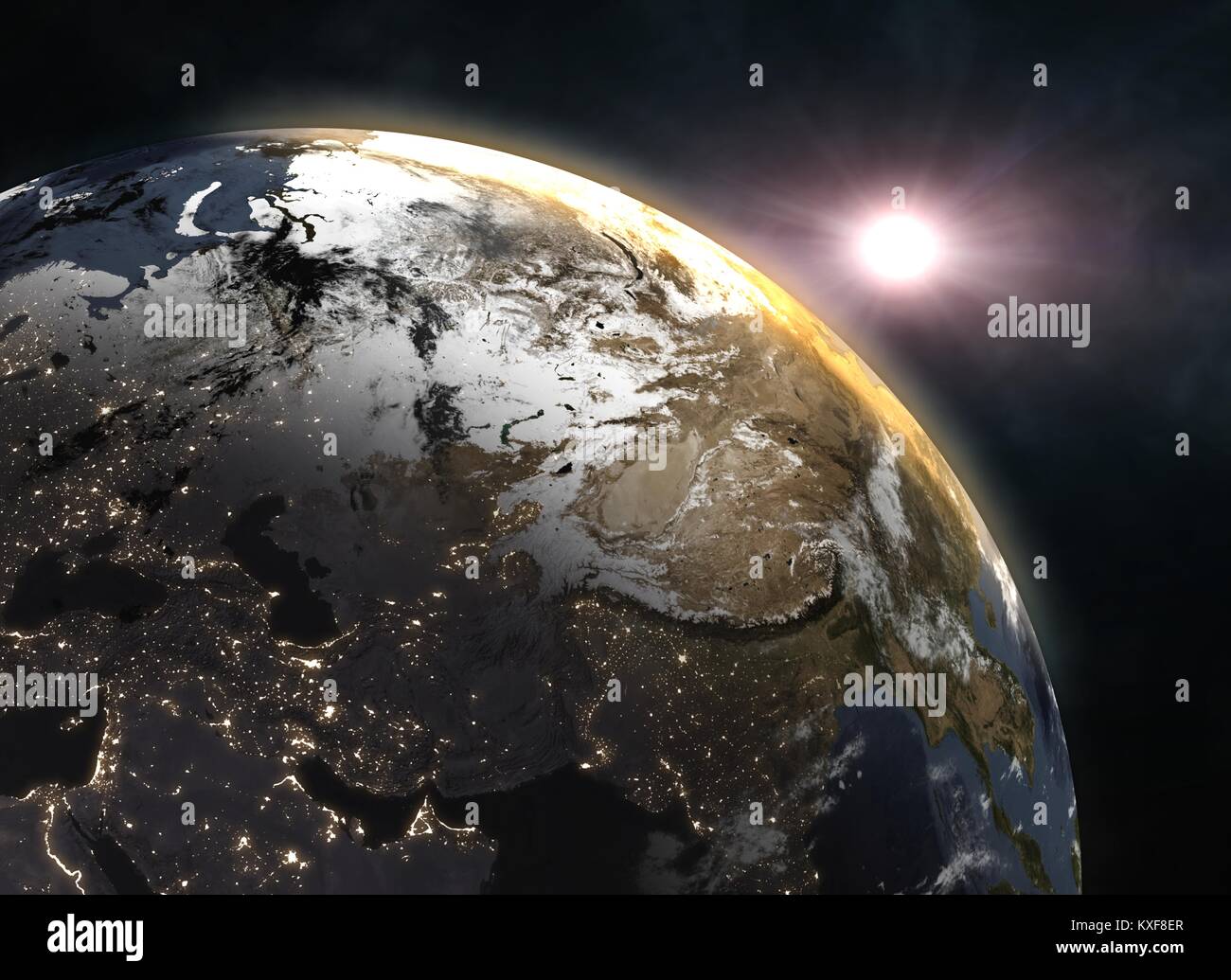 Sunrise over the Earth - Europe Stock Photo - Alamy