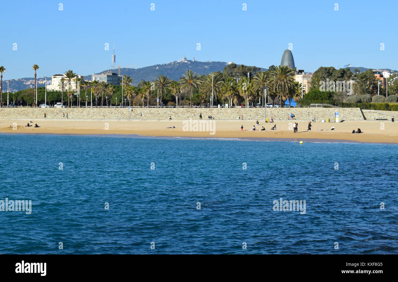 Beaches Mediterranean Sea of Barcelona Stock Photo - Alamy