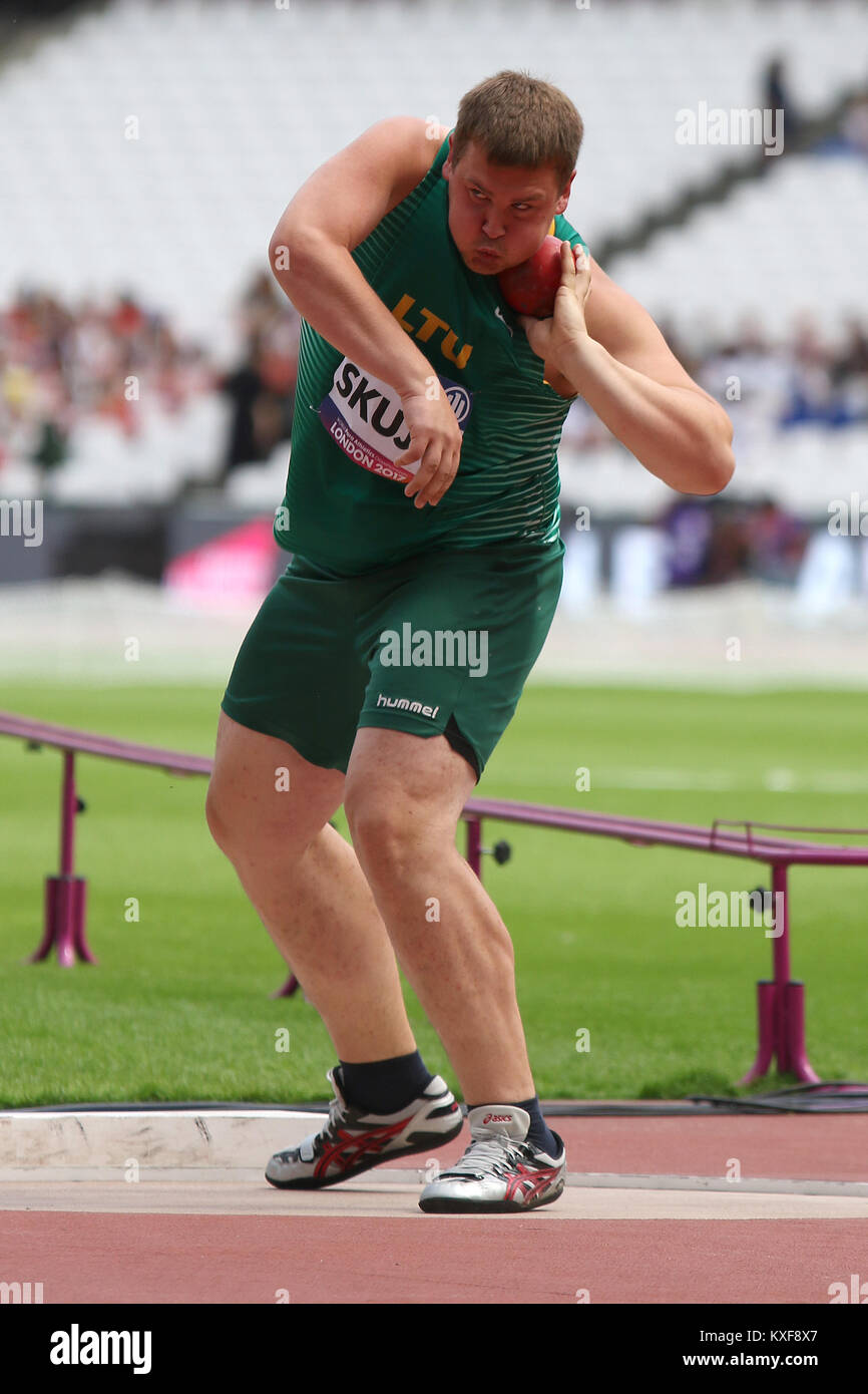 Andrius SKUJA of Lithuania in the men's Shot Put F46 Final at the World ...
