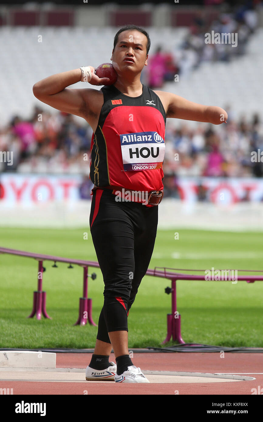 Zhanbiao HOU of China in the men's Shot Put F46 Final at the World Para ...