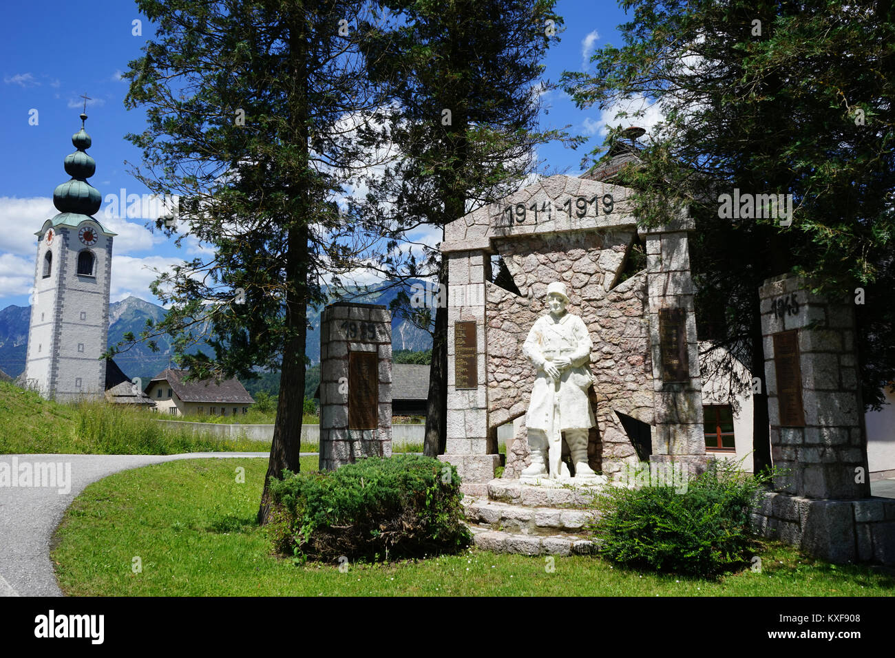 VORDERBERG, AUSTRIA - CIRCA JUNE 2016 First World WAr monument and bell ...