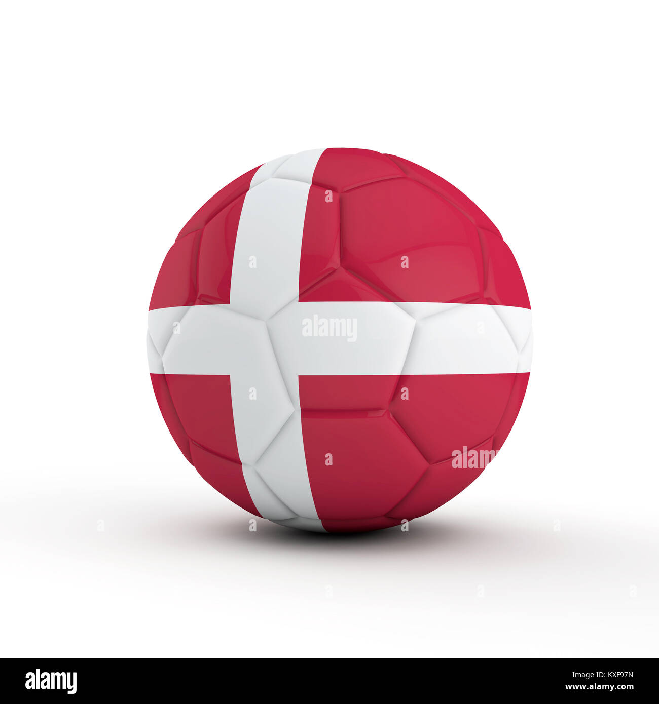 Denmark flag soccer football against a plain white background. 3D ...
