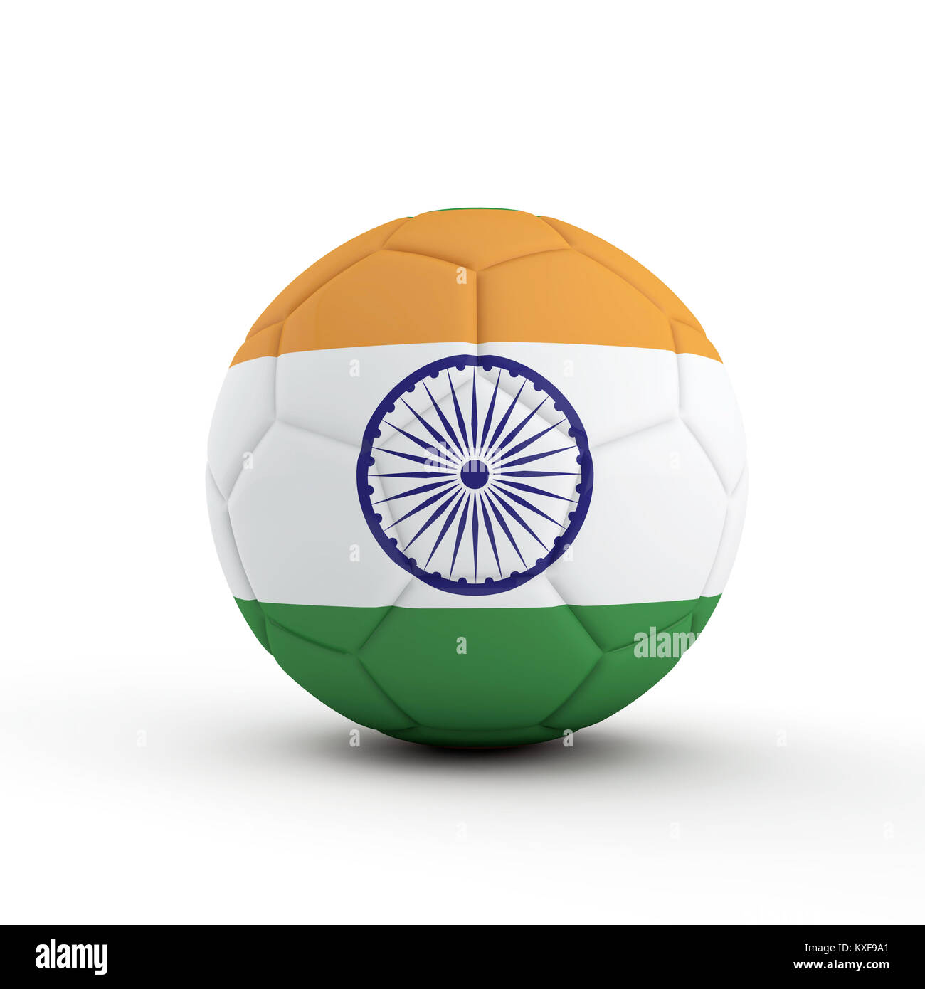 India flag soccer football against a plain white background. 3D ...