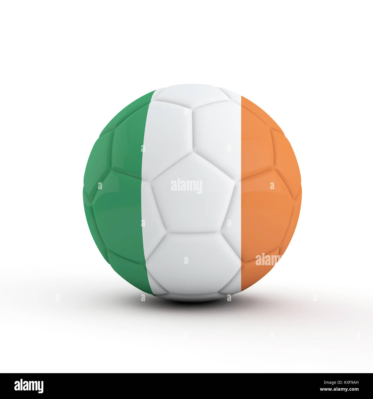 Ireland flag soccer football against a plain white background. 3D ...