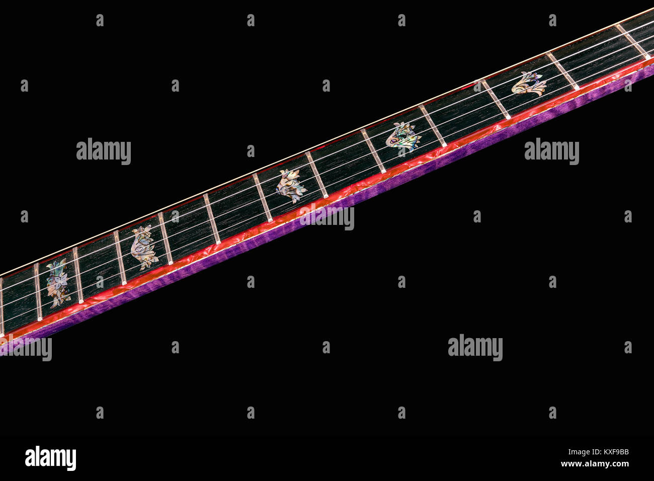 5-string banjos on black background. Carved wooden neck Benjo ...