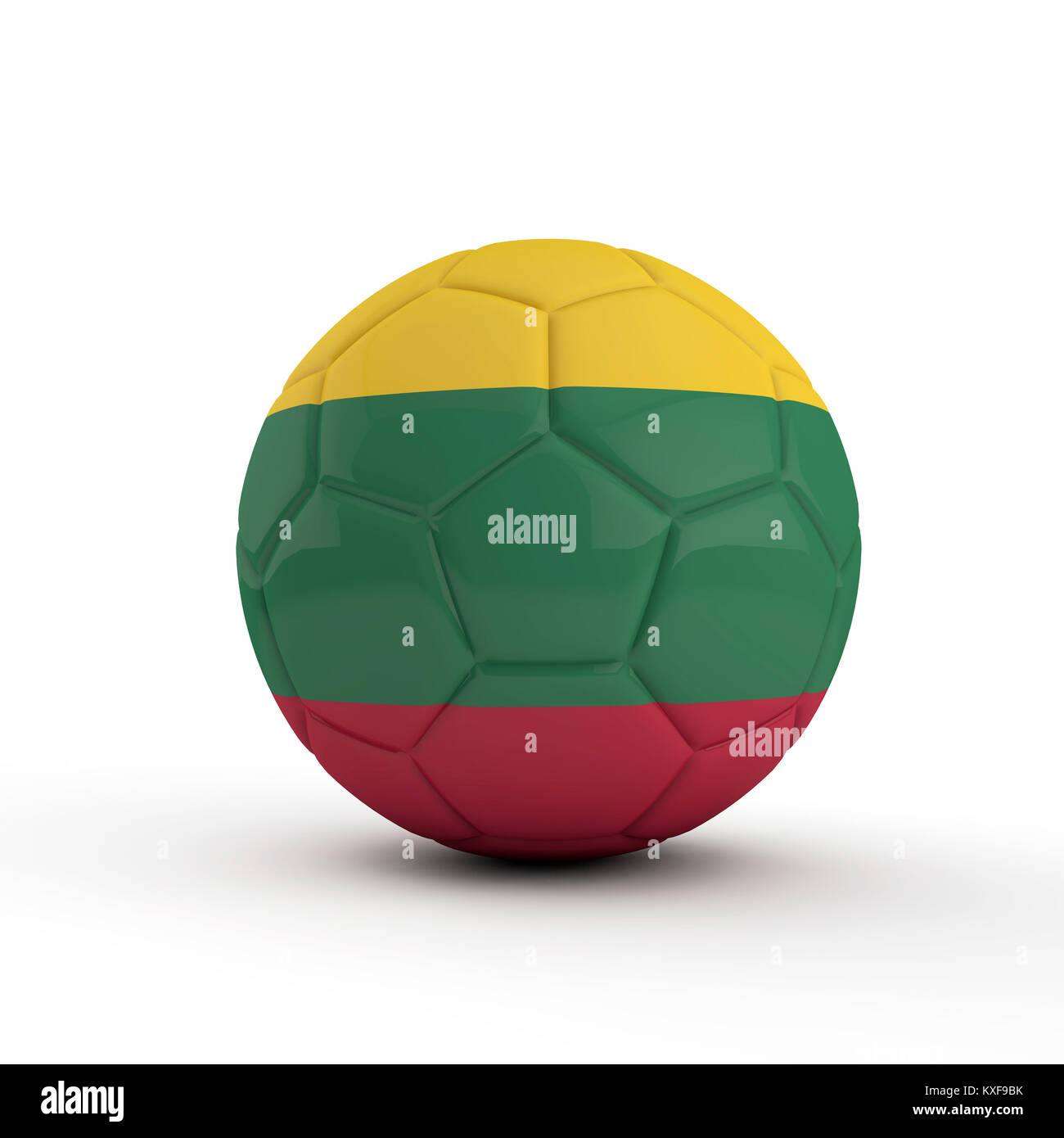 Lithuania flag soccer football against a plain white background. 3D ...