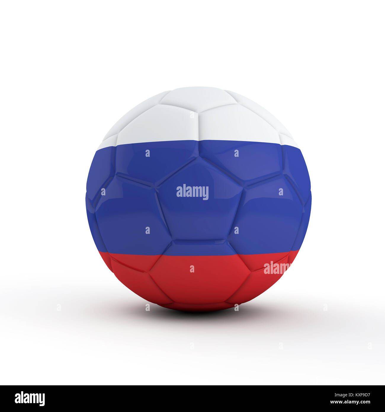 Russia flag soccer football against a plain white background. 3D ...