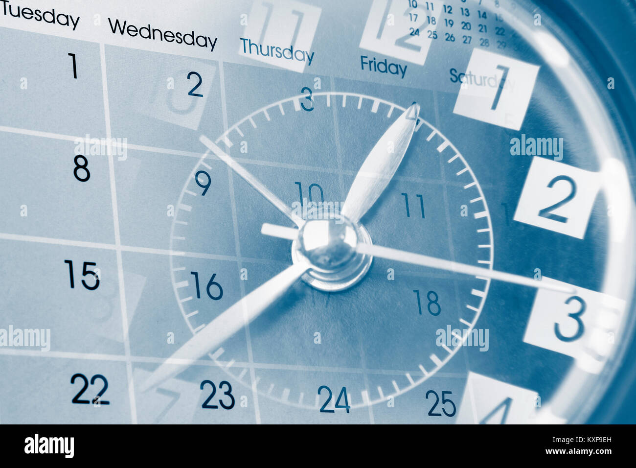 Clock face and calendar composite Stock Photo - Alamy