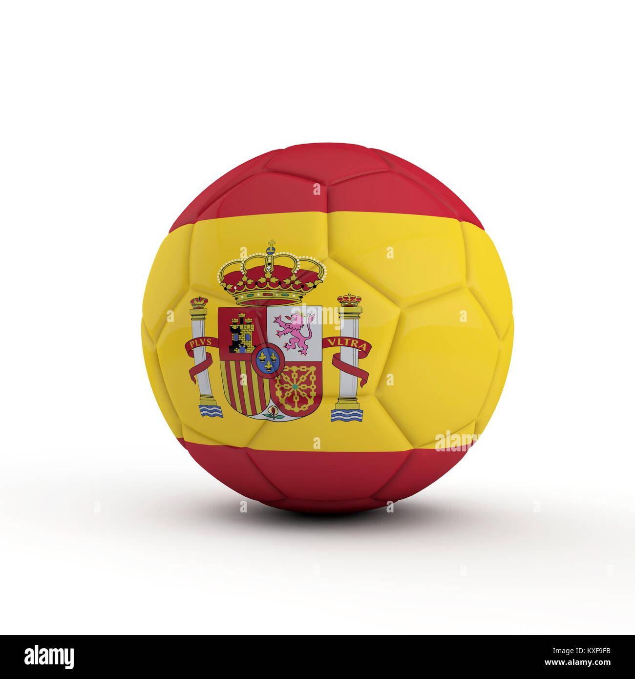 Spain flag soccer football against a plain white background. 3D ...