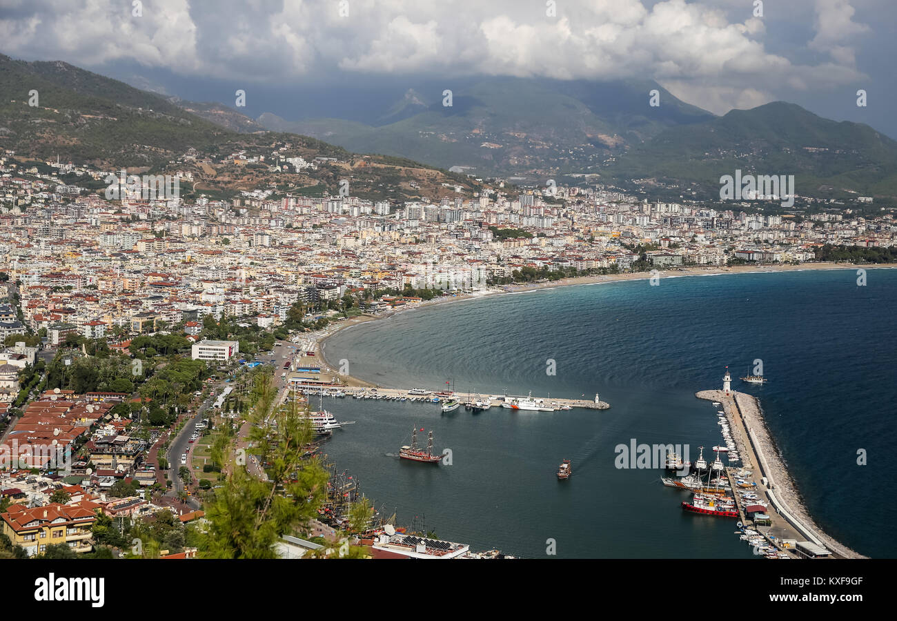 Alanya Town in Antalya City, Mediterranean Coast of Turkey Stock Photo ...