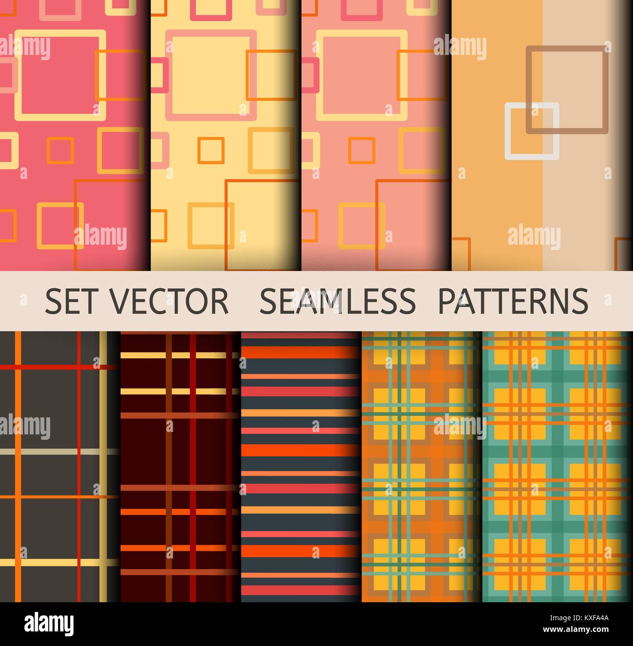vector set of seamless geometric patterns of lines and squares of ...