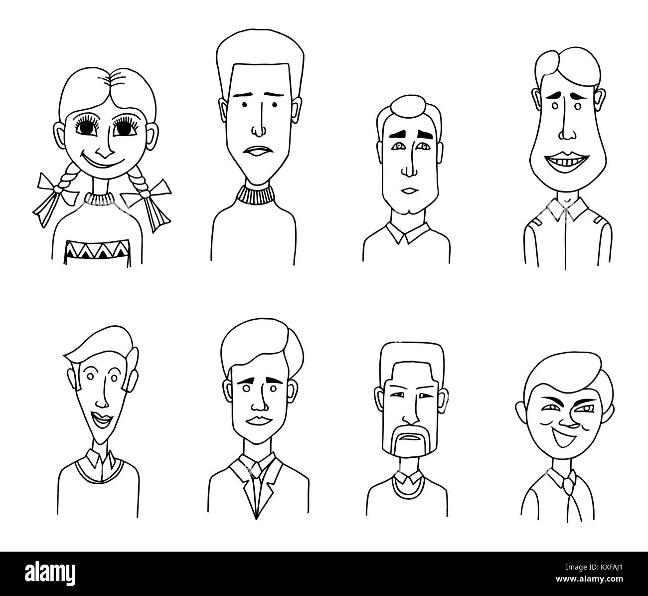 Sketch people icons. hand-drawn avatars isolated Stock Vector Image ...