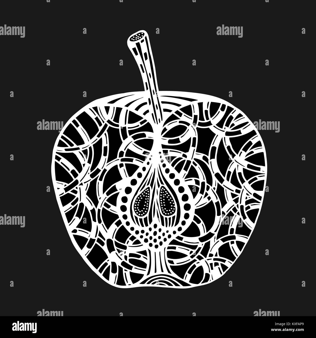 Apple tangle pattern for coloring book. Vector illustration, isolated ...
